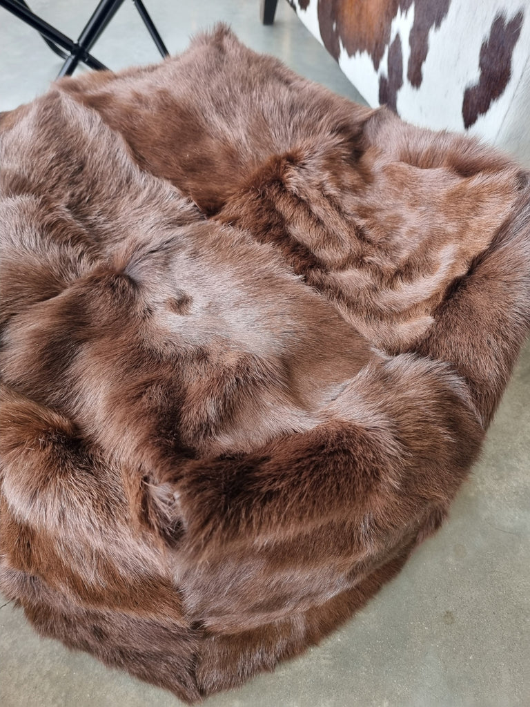 Goat Patchwork Pouffe - Chocolate – Coastal Cowhides
