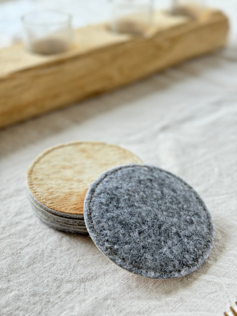Caramel + White Cowhide Coasters -set of 4 – Coastal Cowhides